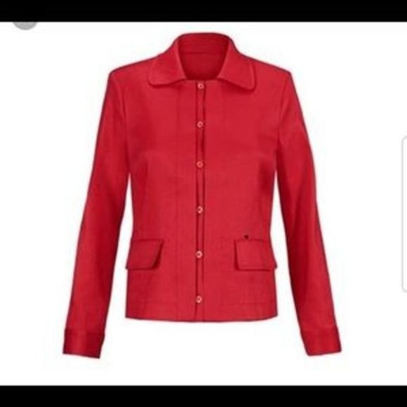 CAbi | Jackets & Coats | Cabi Valentine Jacket Red Linen Blend Xs ...